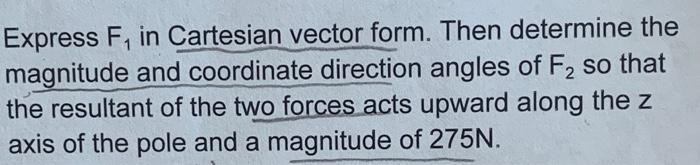 Solved Express F1 in Cartesian vector form. Then determine | Chegg.com