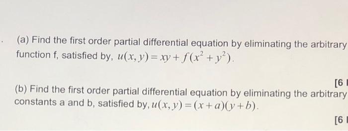 Solved 1. (a) Find the first order partial differential | Chegg.com