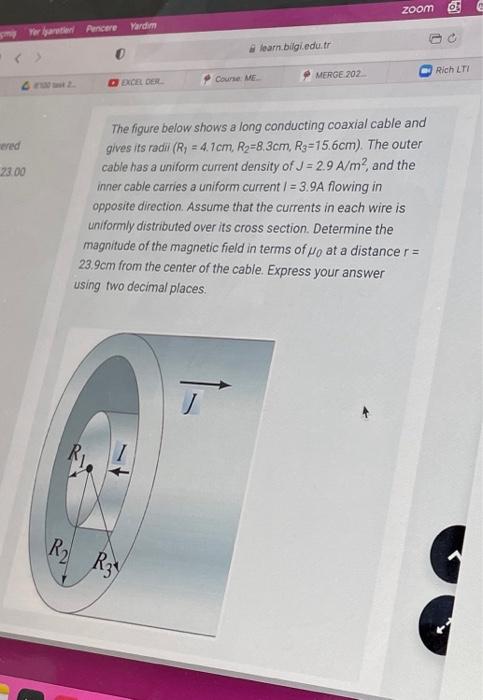 Solved The figure below shows a long conducting coaxial | Chegg.com