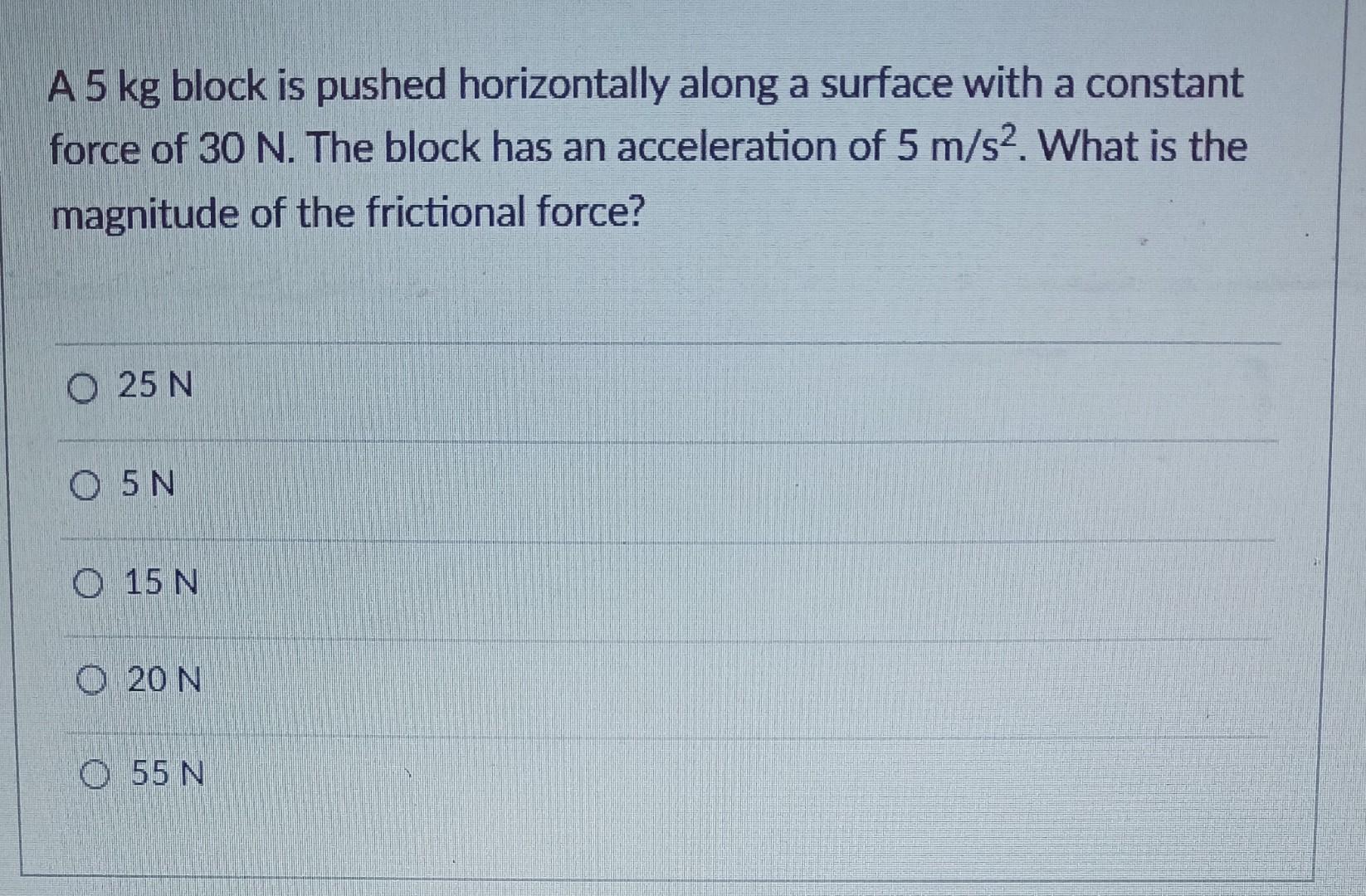 Solved A 5 kg block is pushed horizontally along a surface | Chegg.com
