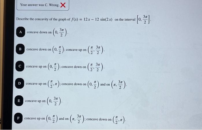 Solved Describe the concavity of the graph of | Chegg.com