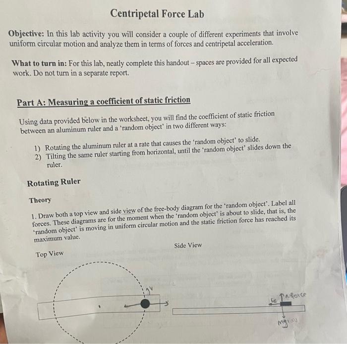 Centripetal Force Lab Objective: In this lab activity | Chegg.com