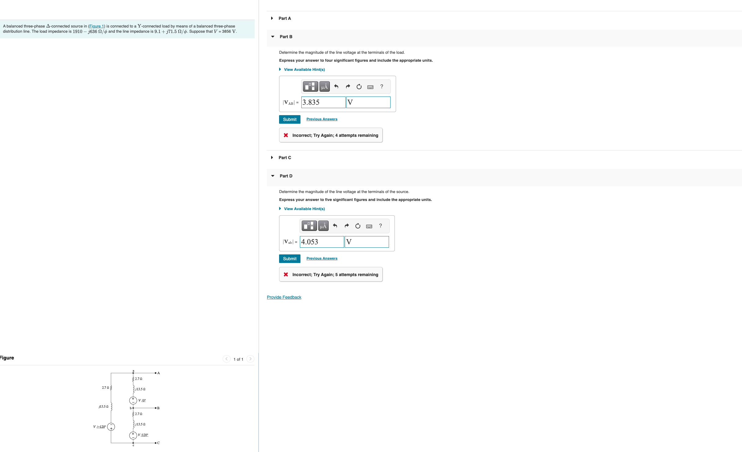 A balanced three-phase Δ-connected source in (Figure | Chegg.com