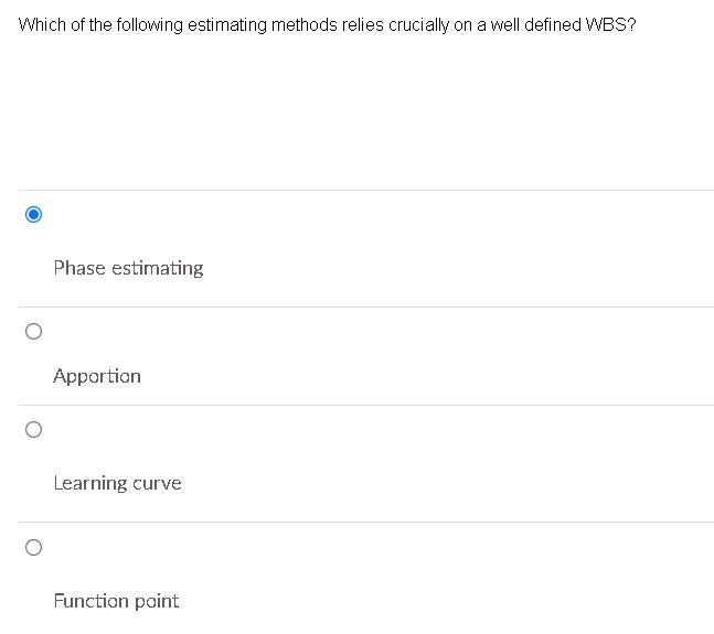Solved Which of the following estimating methods relies | Chegg.com