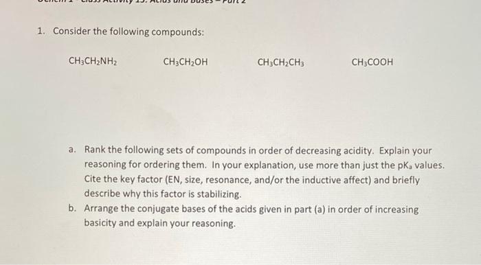 Solved 1. Consider the following compounds: | Chegg.com