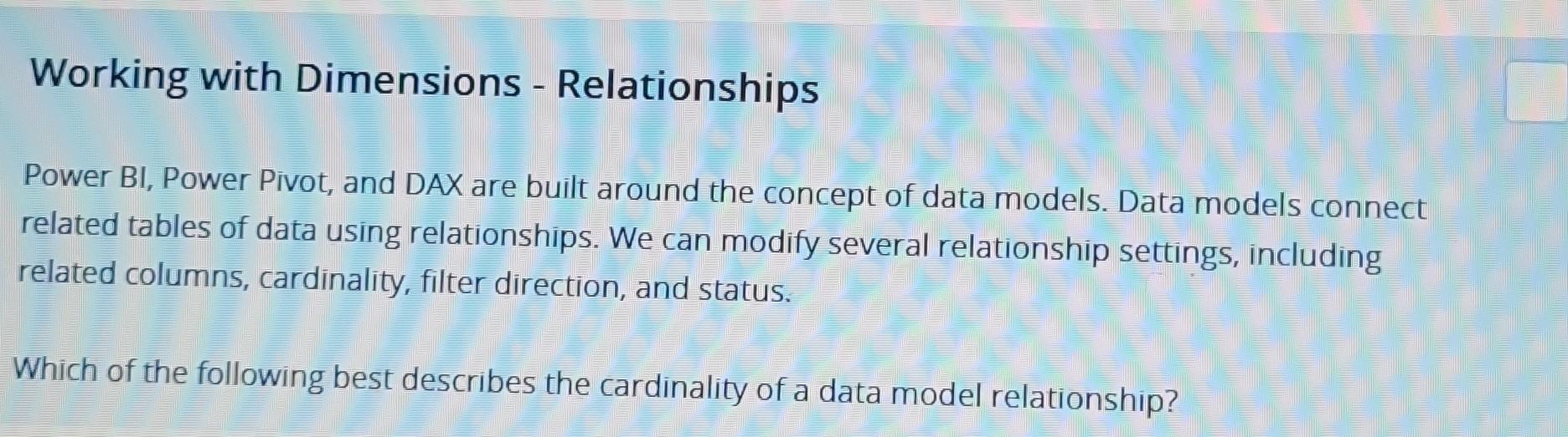 Solved 5 Working with Dimensions - Relationships Power BI, | Chegg.com