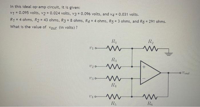 Solved In this ideal op-amp circuit, it is given: v1=0.095 | Chegg.com
