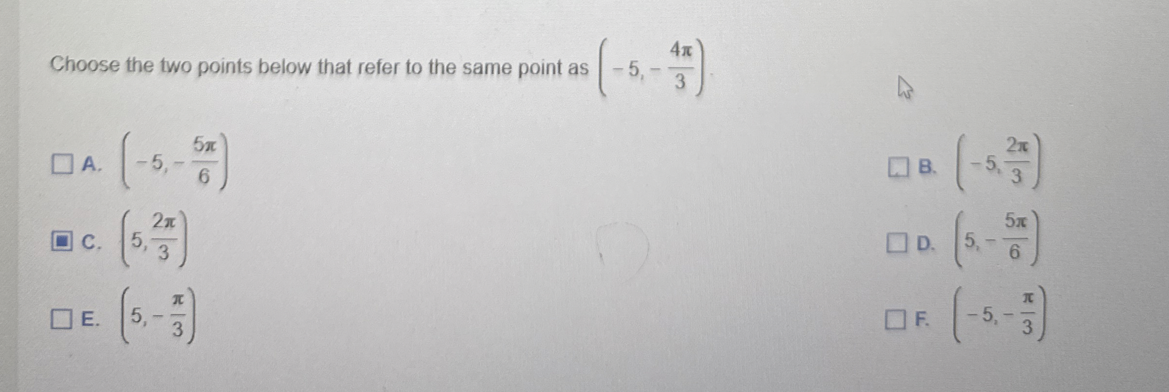 Solved Choose the two points below that refer to the same | Chegg.com