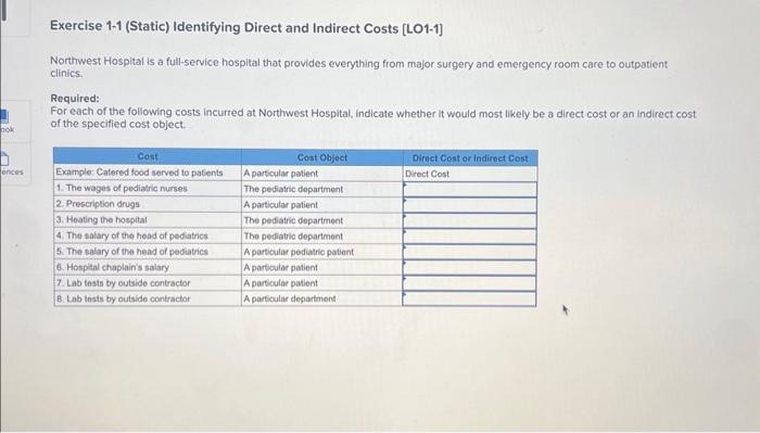 Solved Exercise 1-1 (Static) Identifying Direct and Indirect | Chegg.com Solved Exercise 1-1 (Static) Identifying Direct and Indirect | Chegg.com