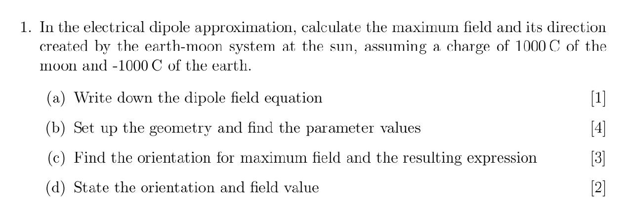 Solved 1. In the electrical dipole approximation, calculate | Chegg.com