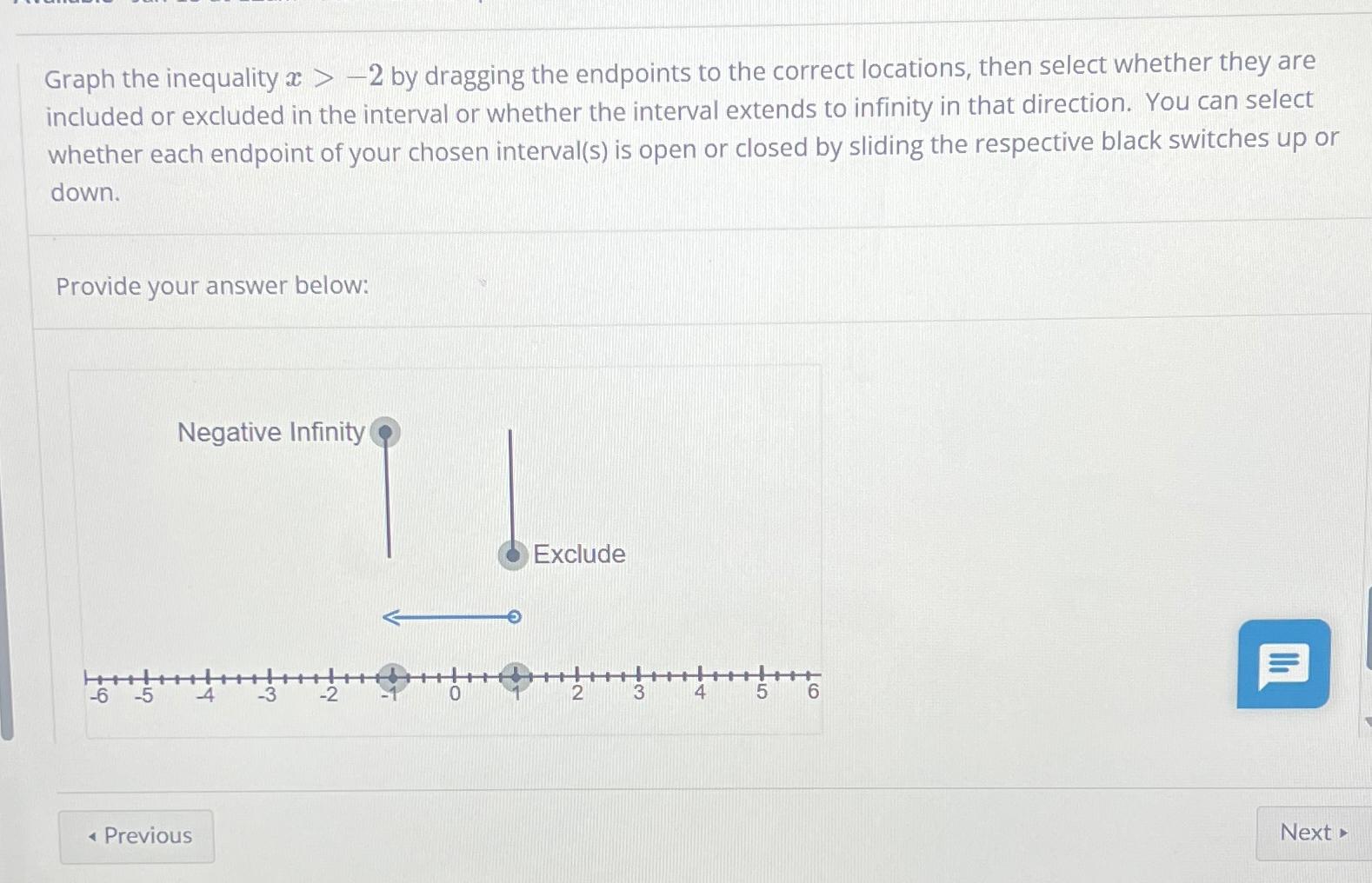 Solved Graph the inequality x>-2 ﻿by dragging the endpoints | Chegg.com