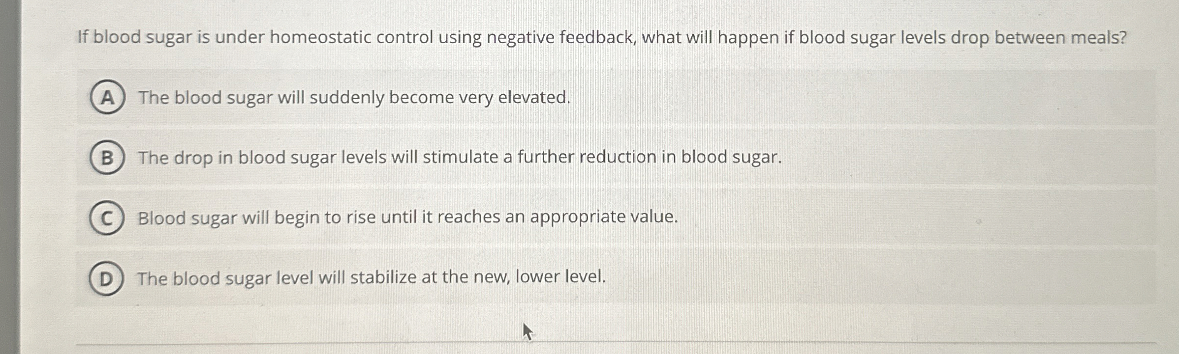 Solved If blood sugar is under homeostatic control using | Chegg.com