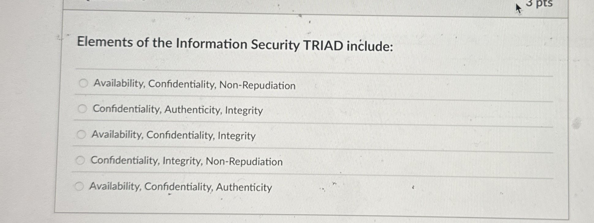 Solved Elements of the Information Security TRIAD | Chegg.com