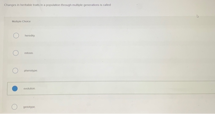 Solved Changes in heritable traits in a population through | Chegg.com