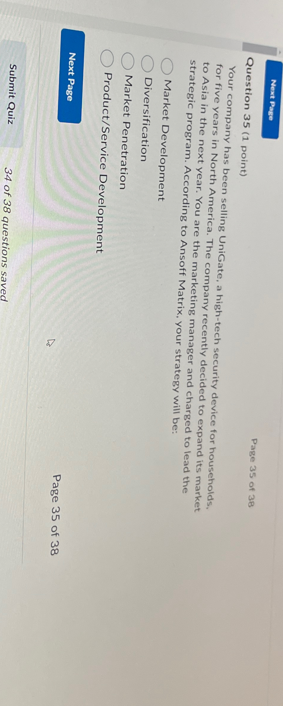 Solved Next PageQuestion 35 (1 ﻿point)Page 35 ﻿of 38Your | Chegg.com