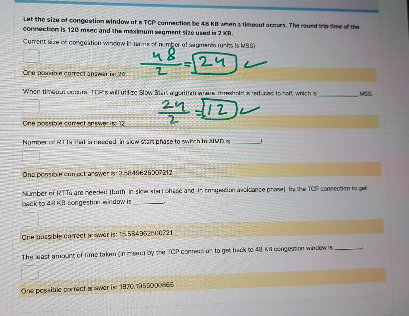 Solved Let the size of congestion window of a TCP connection | Chegg.com