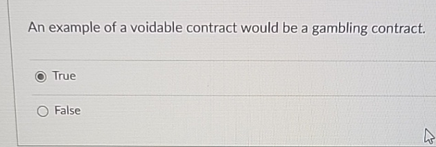 Solved An example of a voidable contract would be a gambling | Chegg.com