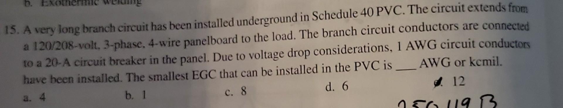 Solved A very long branch circuit has been installed | Chegg.com
