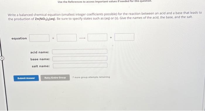 Solved Write a balanced chemical equation (smallest integer | Chegg.com