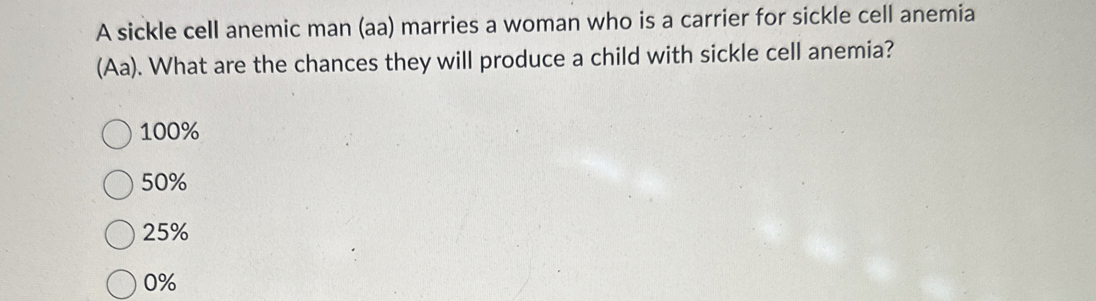 Solved A sickle cell anemic man (aa) ﻿marries a woman who is | Chegg.com