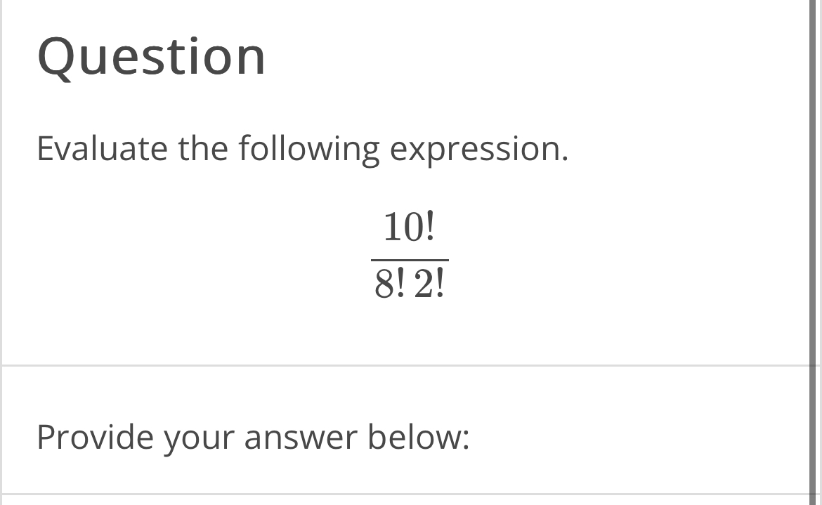 Solved QuestionEvaluate the following | Chegg.com