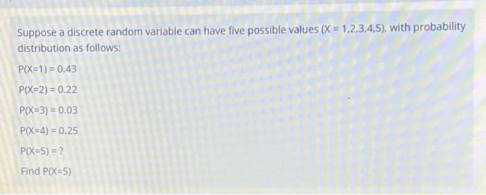 Solved Suppose a discrete random variable can have five | Chegg.com