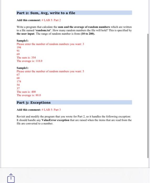 Solved Python LAB Worksheet 5: Files and Exceptions These | Chegg.com