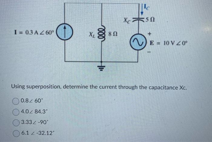Solved Using superposition, find the voltage vc, due to the | Chegg.com