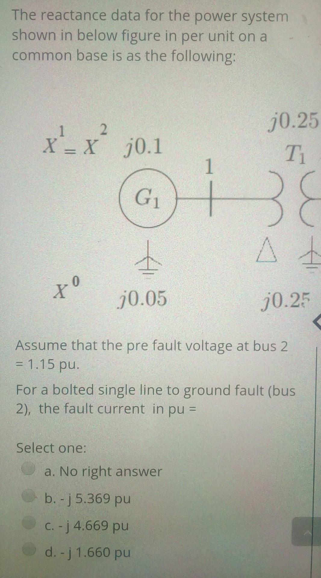 Solved The reactance data for the power system shown in | Chegg.com