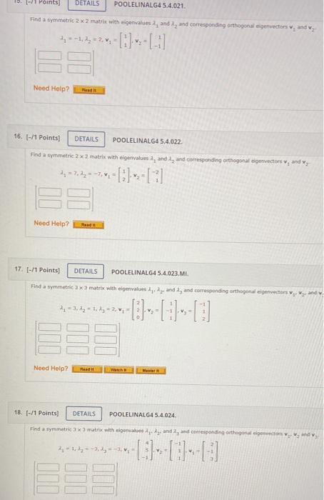Solved Points) DETAILS POOLELINALG4 5.4.021. Find a | Chegg.com