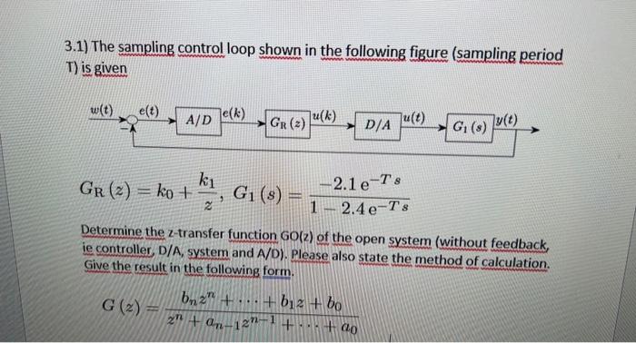 Solved 3.1) The sampling control loop shown in the following | Chegg.com