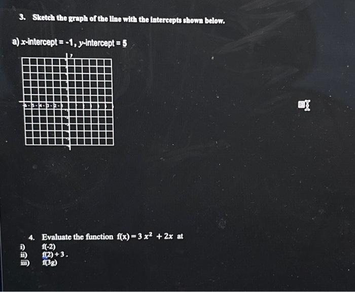 Solved 3. Sketch the graph of the line with the Intercepts | Chegg.com