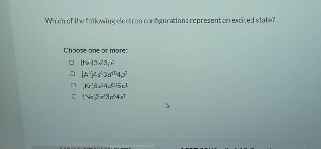 Solved Which of the following electron configurations | Chegg.com