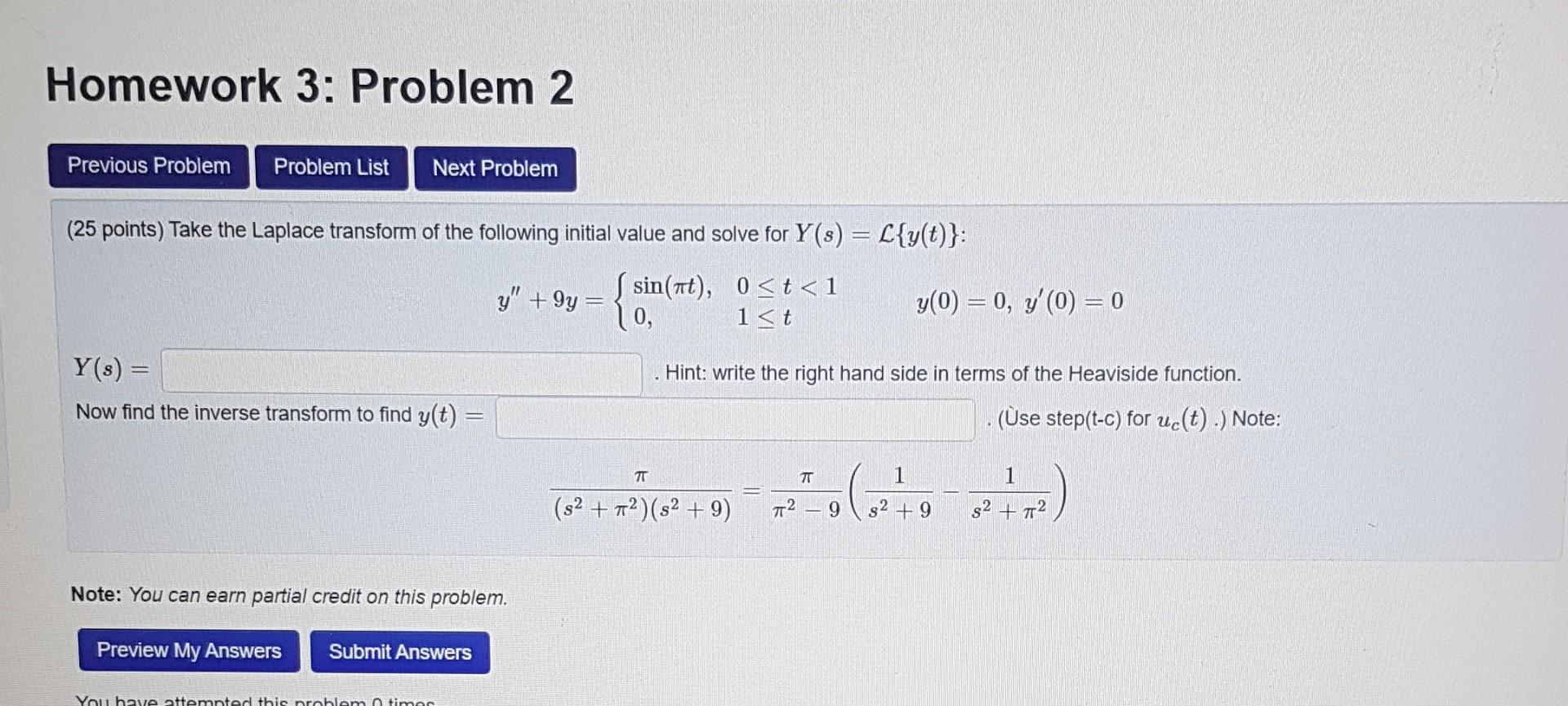 Solved Homework 3 Problem 2 Previous Problem Problem List 1804