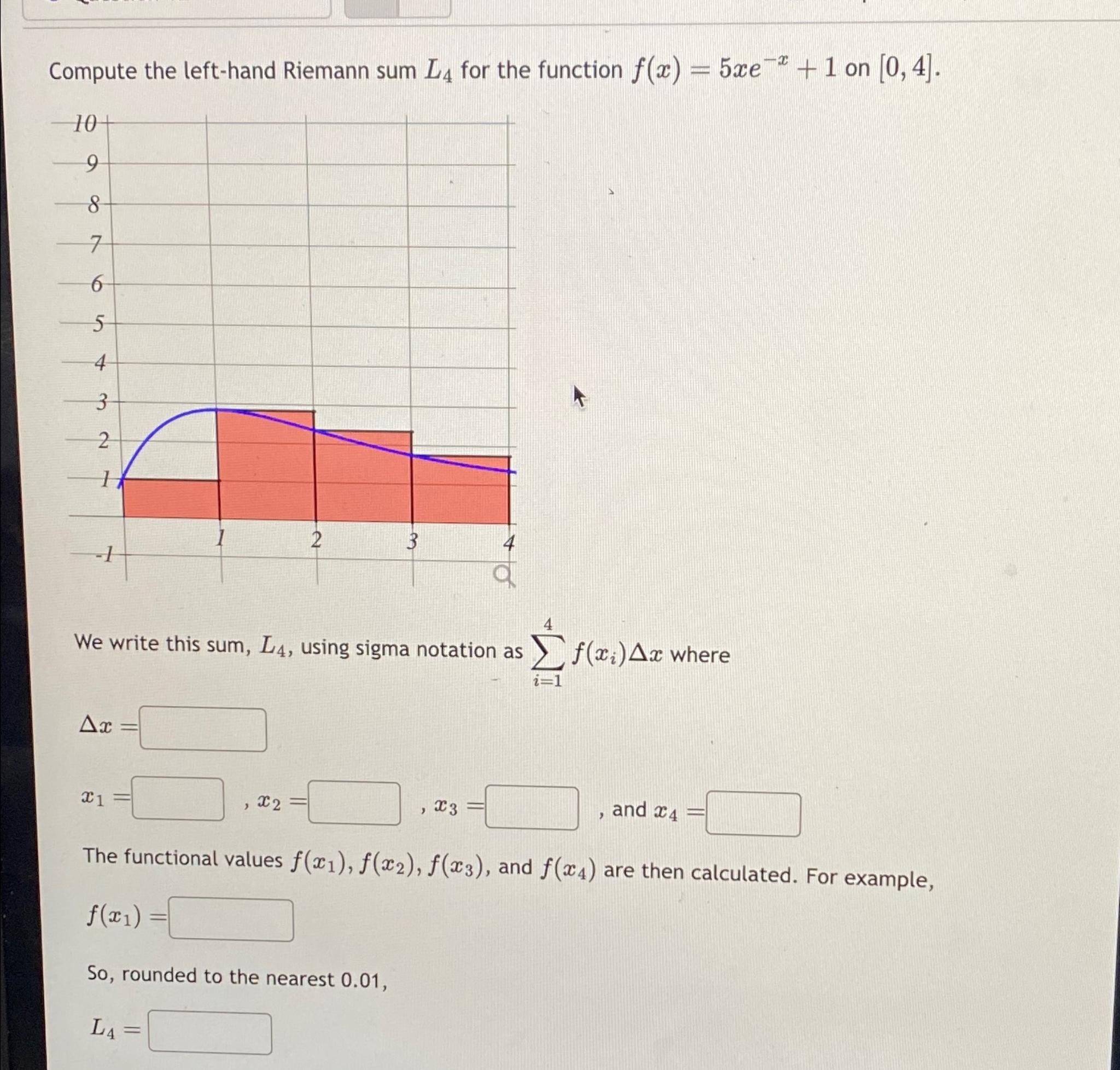 Solved Compute the left-hand Riemann sum L4 ﻿for the | Chegg.com
