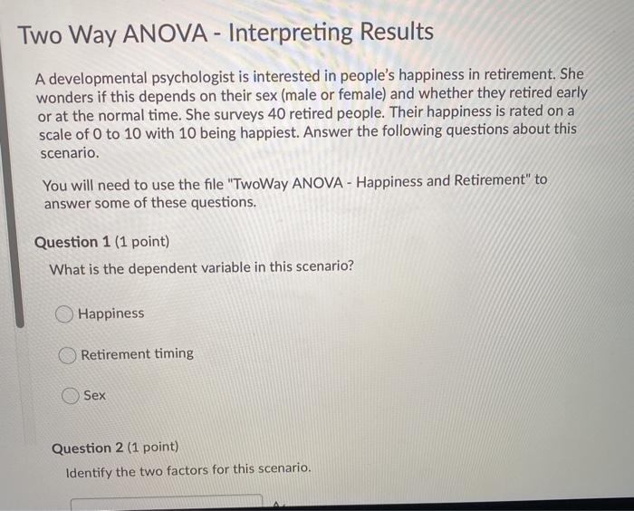 Solved Two Way ANOVA - Interpreting Results A developmental | Chegg.com