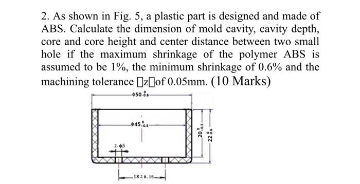 Solved 2. As shown in Fig. 5, a plastic part is designed and | Chegg.com