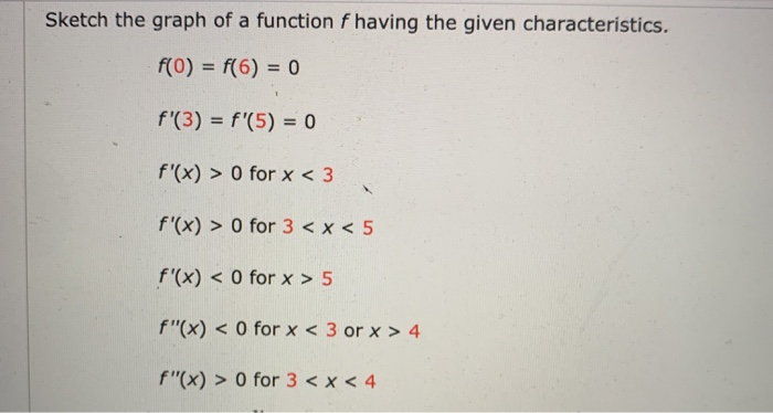 Solved Sketch the graph of a function f having the given | Chegg.com
