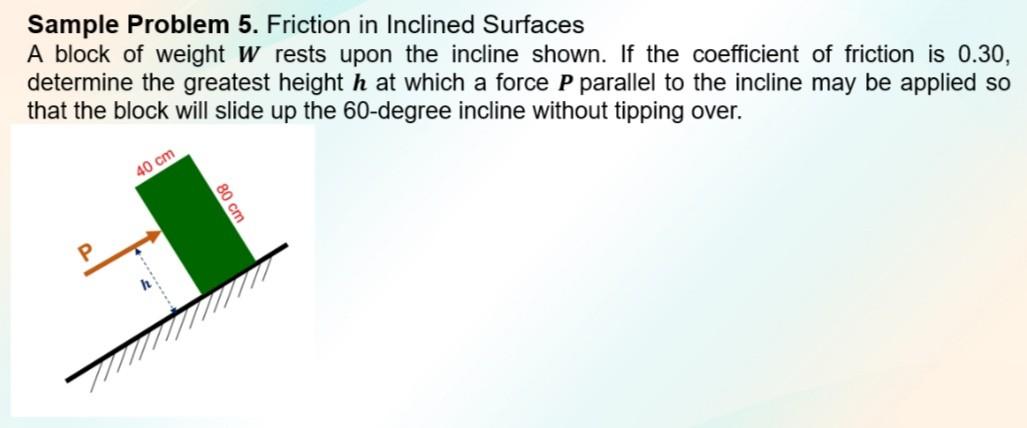 Solved Sample Problem 5. Friction in Inclined Surfaces A | Chegg.com