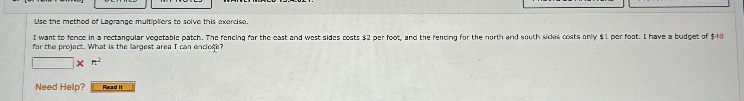 Solved Use the method of Lagrange multipliers to solve this | Chegg.com