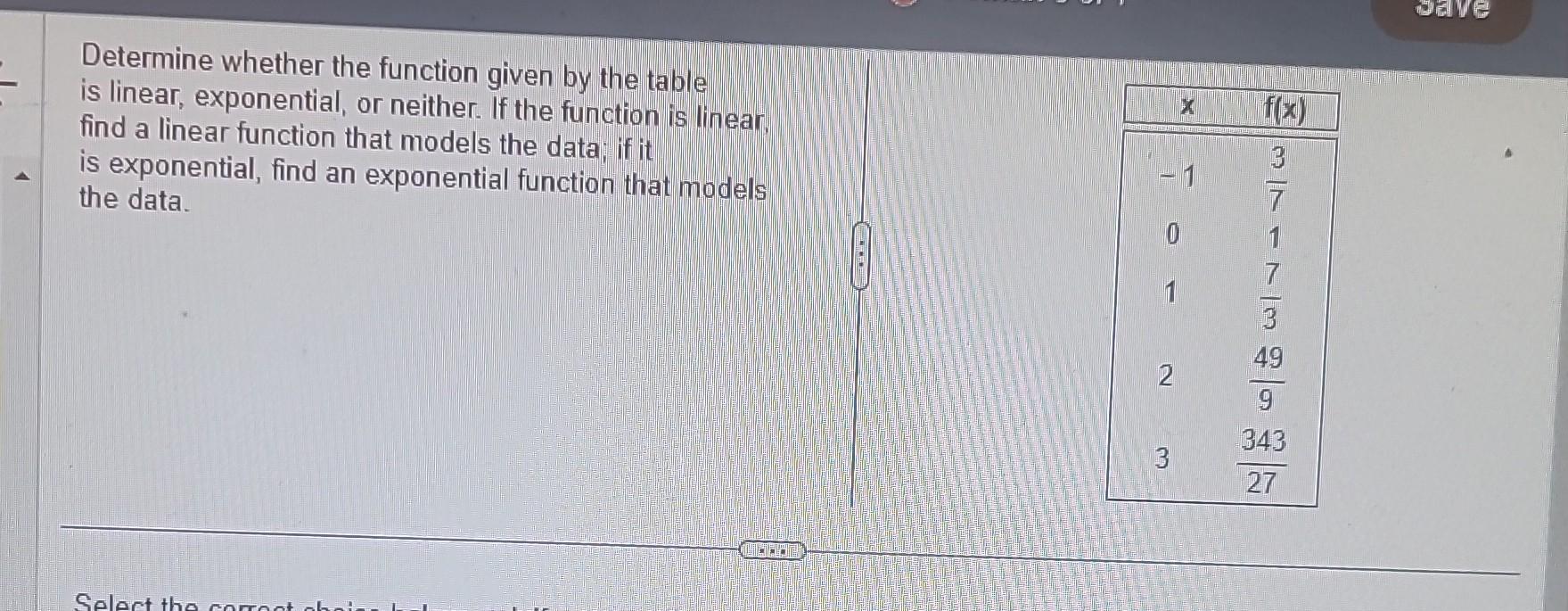 Solved Determine whether the function given by the table is | Chegg.com