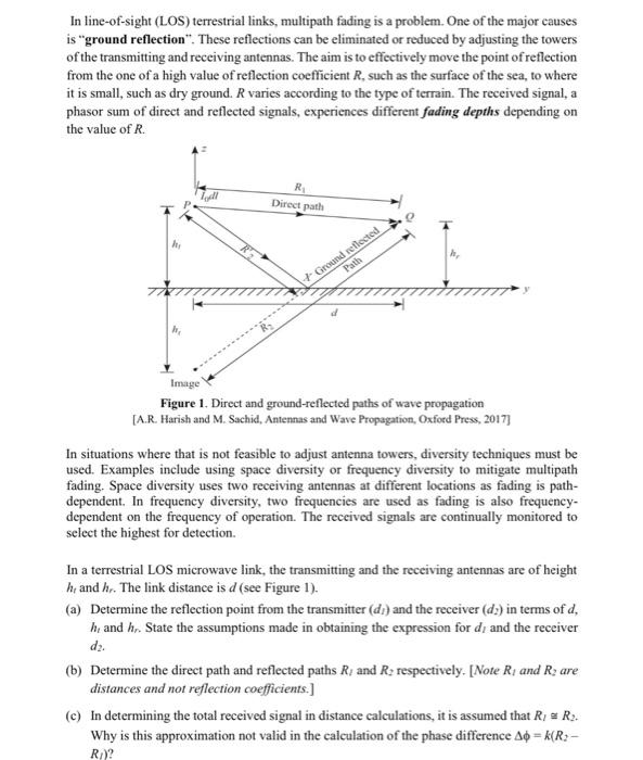 Solved In line-of-sight (LOS) terrestrial links, multipath | Chegg.com