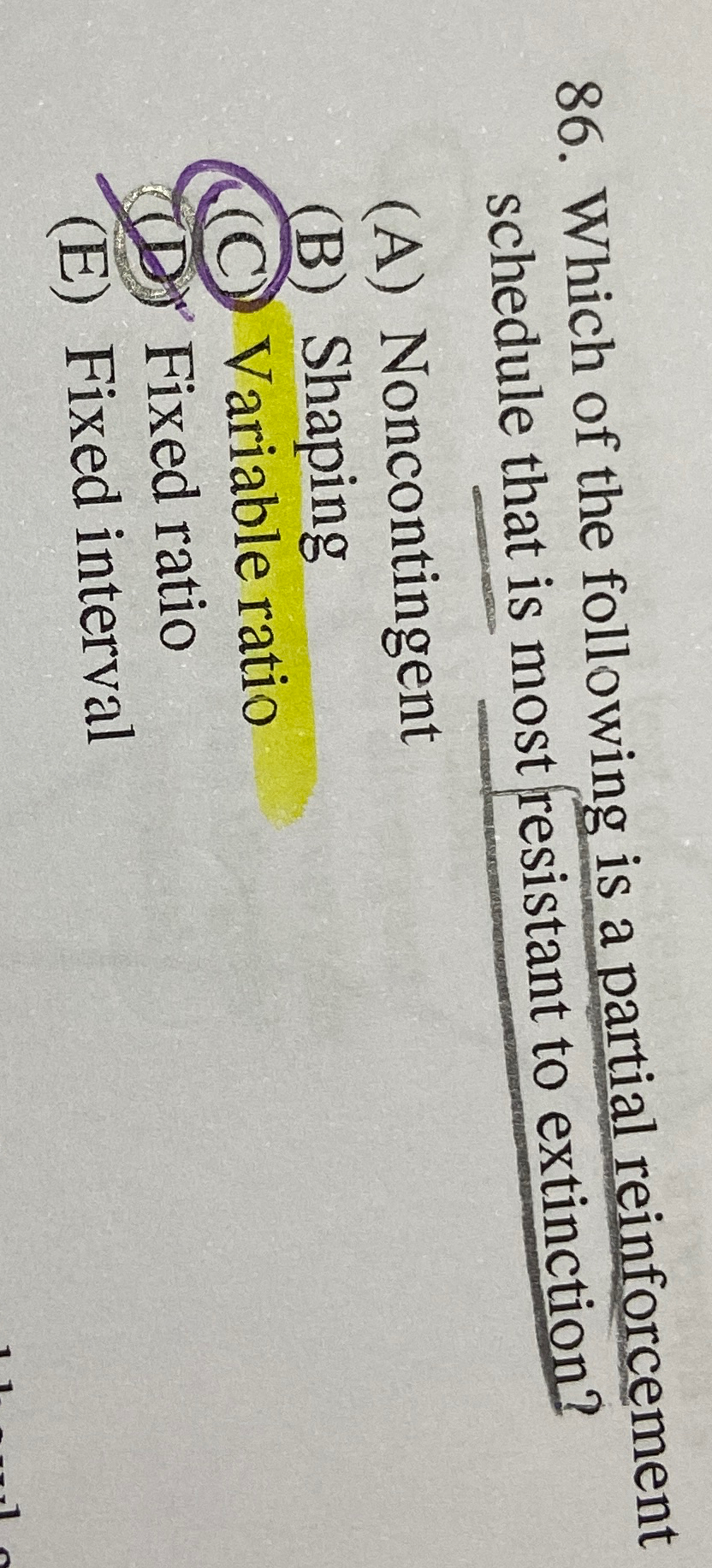 Solved Which of the following is a partial reinforcement | Chegg.com