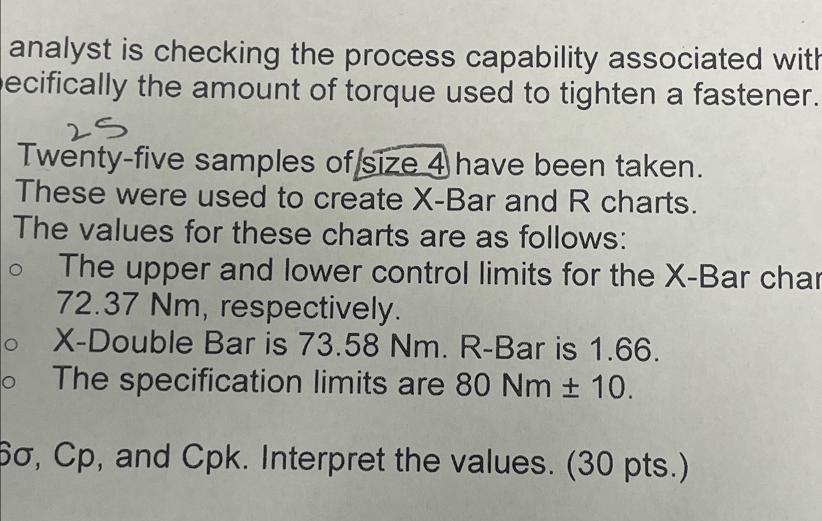 Solved analyst is checking the process capability associated | Chegg.com