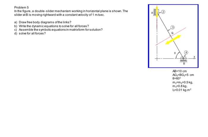 Solved Problem 5 In the figure, a double-slider mechanism | Chegg.com