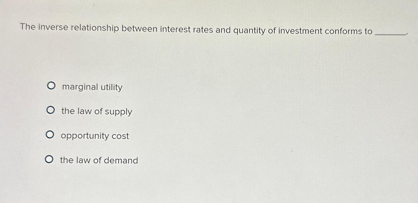 Solved The inverse relationship between interest rates and | Chegg.com
