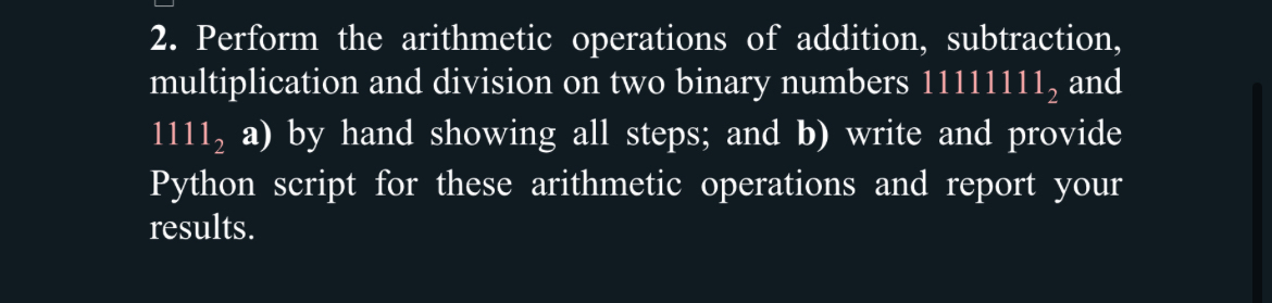 Perform the arithmetic operations of addition, | Chegg.com