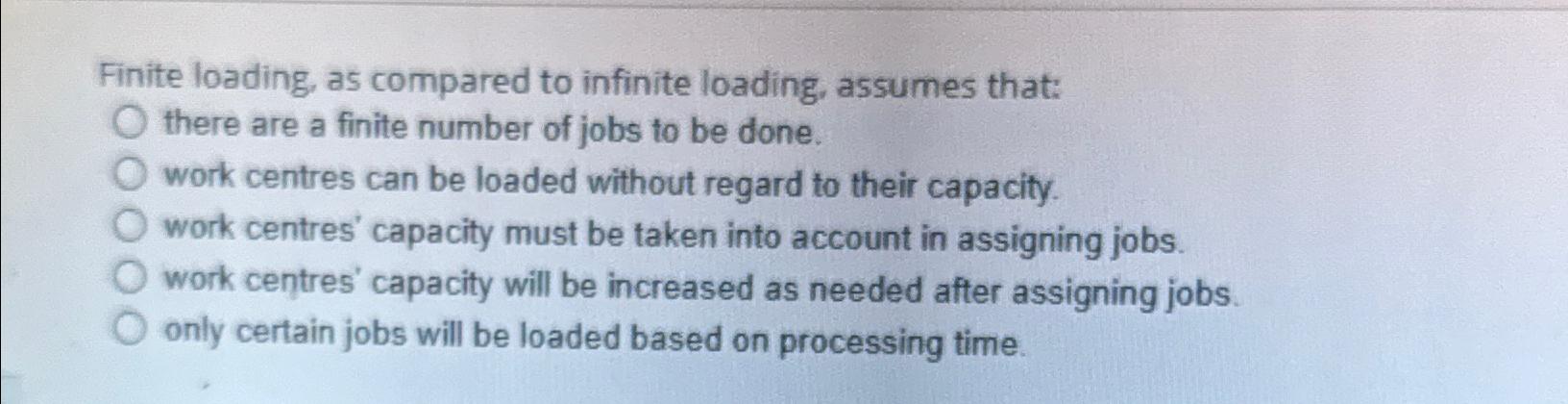 Solved Finite loading, as compared to infinite loading, | Chegg.com