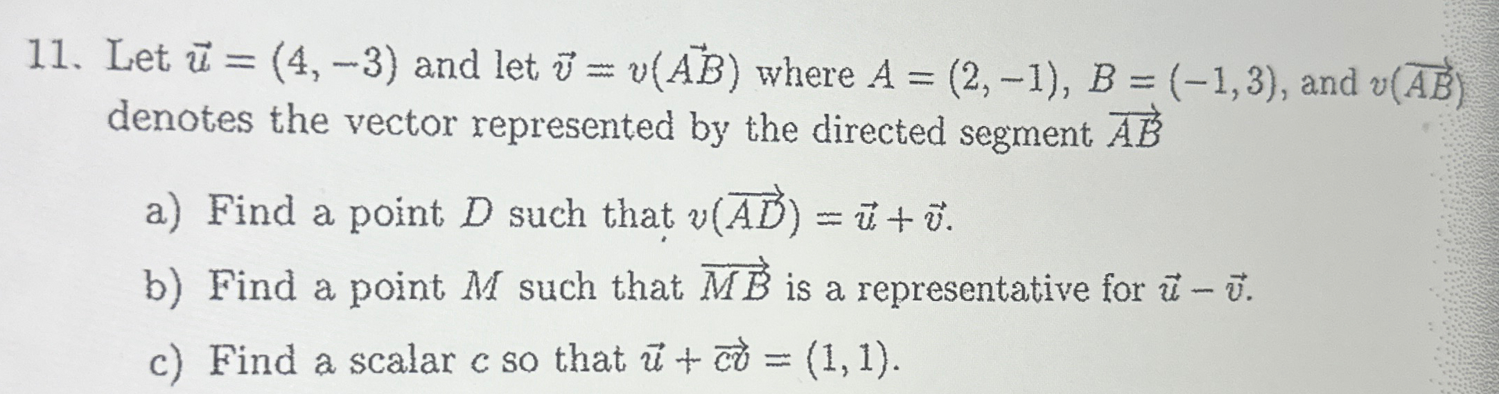 Solved Let vec(u)=(4,-3) ﻿and let vec(v)=v(vec(AB)) ﻿where | Chegg.com
