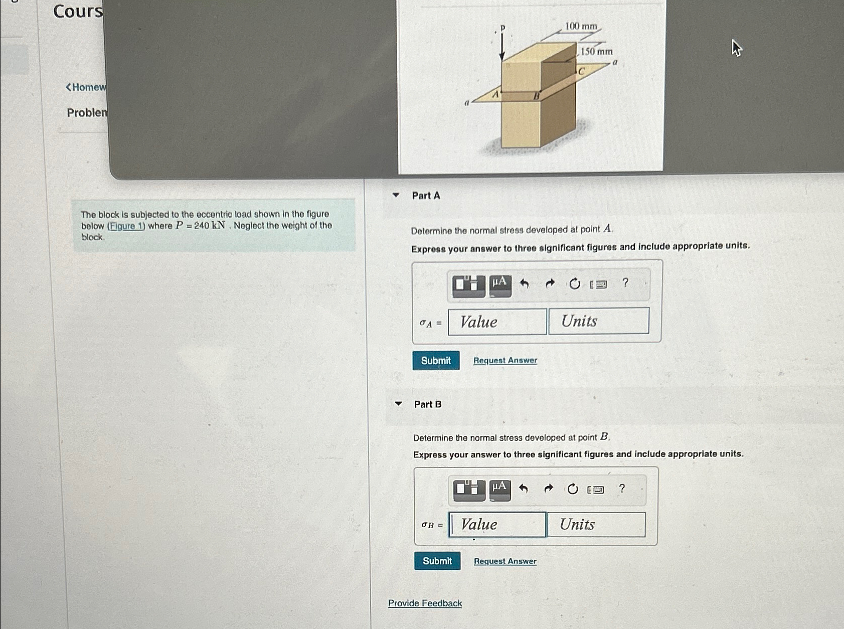 Solved The block is subjected to the eccentric load shown in | Chegg.com